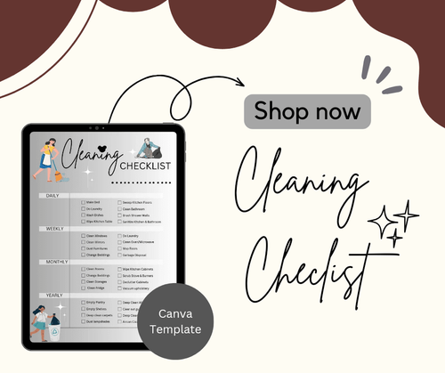 Cleaning Checklist Editable Canva Template by rodrigomanuel407 - Raket.PH