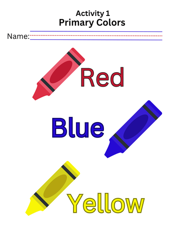 Primary Colors Worksheet Kindergarten