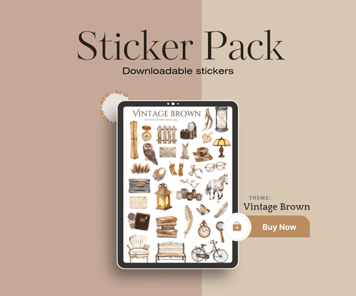 Brown Sticker Set Printable Sticker Aesthetic Sticker Vintage