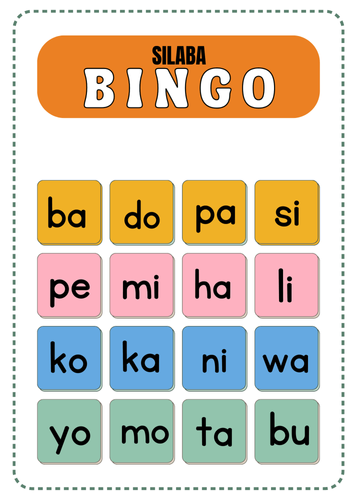 Silabas Bingo Card⚾ Desafie seus limites com o emocionante mundo do tgpaga