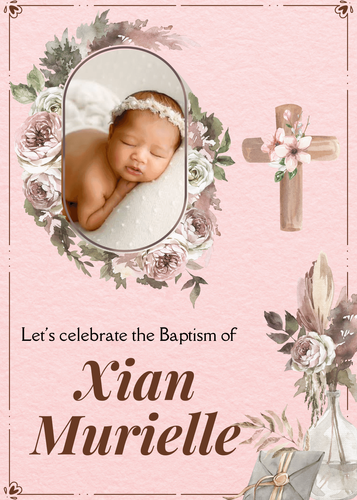 Baby girl Digital Baptism Invitation template by cristellexian Raket.PH