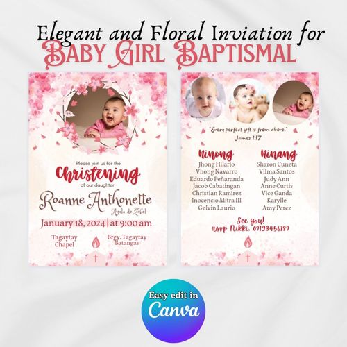 Baby Girl Christening Invitation Baptism Christening Invitations