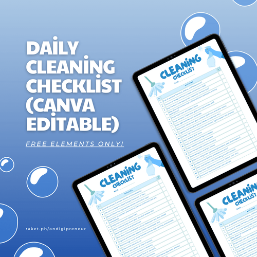 Cleaning Checklist Editable Canva Template by rodrigomanuel407 - Raket.PH
