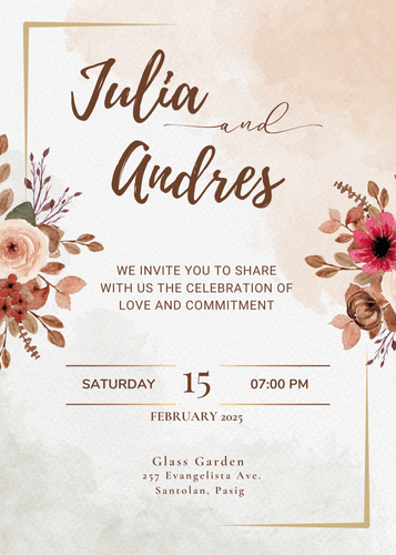 Rustic Wedding Invitation Borders Wildflower Wedding Invitation