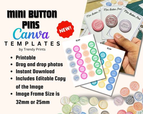 Pin Template Button Pins Templates (32mm, 44mm And 58mm) By Mindonna