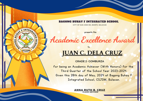 Academic Excellence Certificate