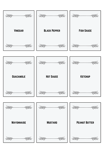 S Hopkins Printable Condiment Labels