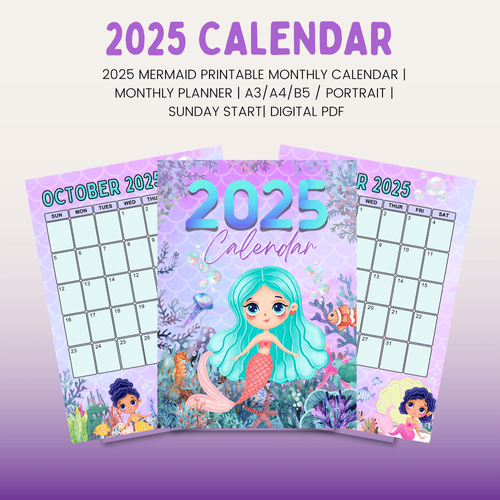 Free Printable Little Mermaid Calendar For 2020 Planner