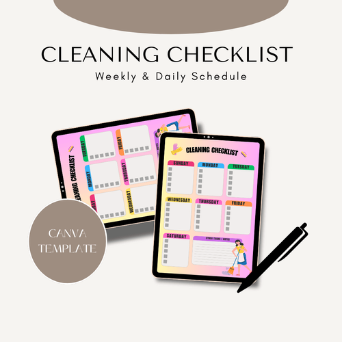 Cleaning Checklist Editable Canva Template by rodrigomanuel407 - Raket.PH