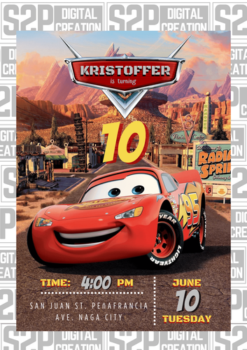 Disney Pixar Cars Birthday Invitation