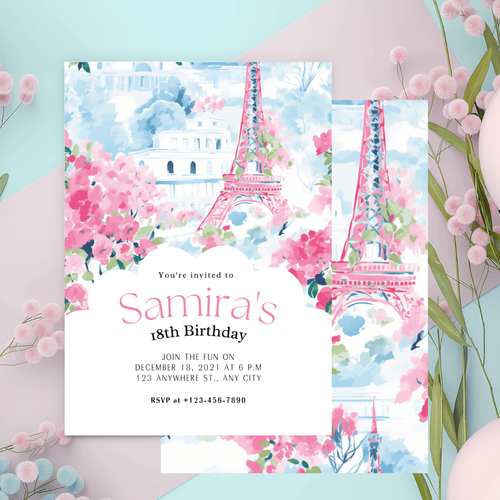Sample Invitation For Paris Themed Birthday