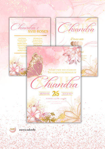 Pink And Gold Theme Invitations