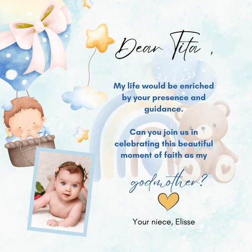 Invitation With Godparents Minimalist Modern Will You Be My Godmother