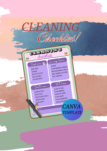 Cleaning Checklist Editable Canva Template by rodrigomanuel407 - Raket.PH