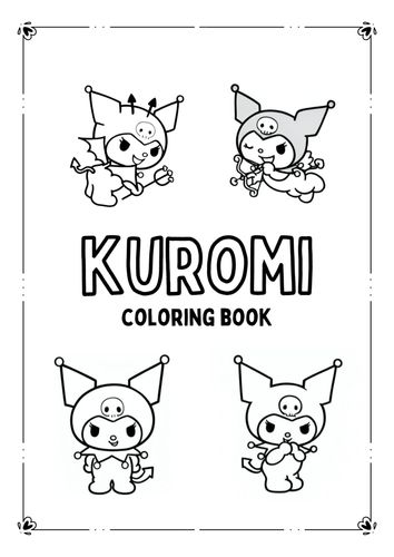 black and white cute kuromi coloring page