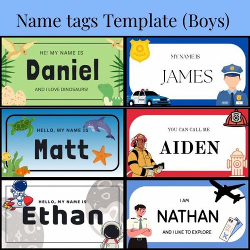 Name Tag Design For Boy