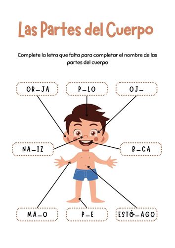 Body Parts Spanish Worksheet
