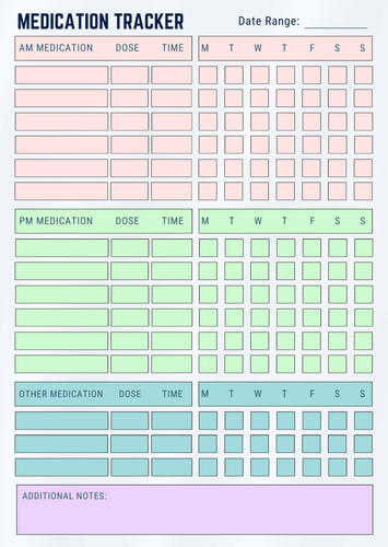 Daily Medication Reminder Chart Daily Medication Tracker Template