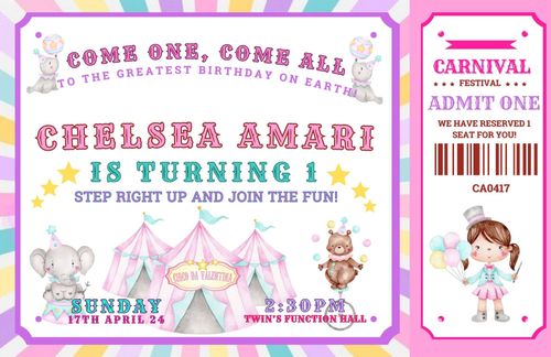 Pink Circus Invitations