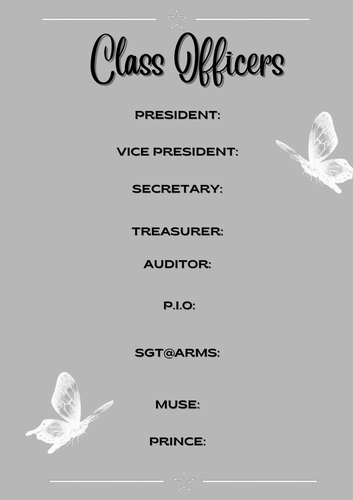 Class Officers List Class Officers