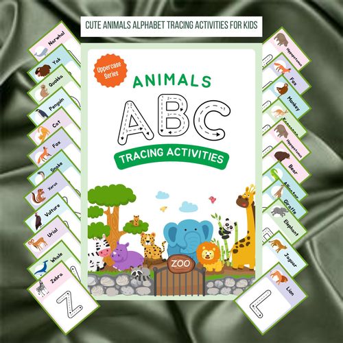 Animals Alphabet Uppercase Tracing Activities Workbook for Kids by ...