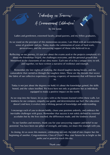 Graduation Speech Outline