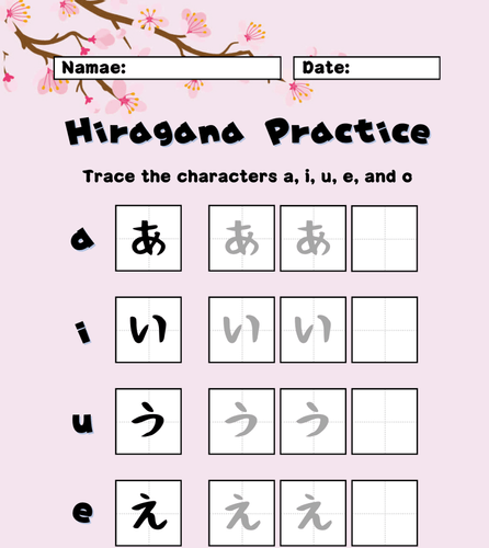 Japanese Worksheets For Beginners Printable 19 Hiragana Charts: Basic