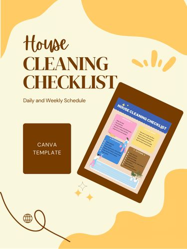 Cleaning Checklist Editable Canva Template by rodrigomanuel407 - Raket.PH