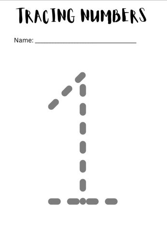 Number 1 Tracing Page Free Fine Motor Skills Grade 1 Tracing Numbers