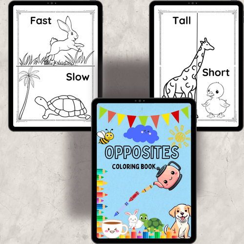 animal opposites coloring pages