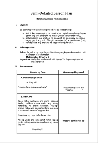 Semi Detailed Lesson Plan Format - Infoupdate.org