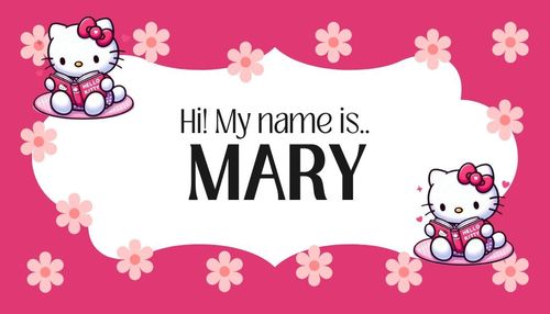 Hello Kitty Name Tag Design For Kids