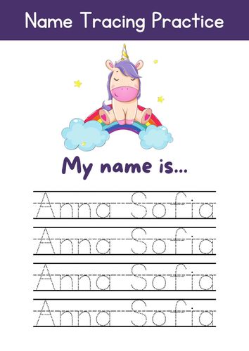 Unicorn Tracing Worksheets For Kids Name Tracing