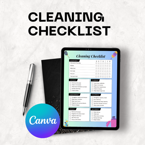 Cleaning Checklist Editable Canva Template by rodrigomanuel407 - Raket.PH