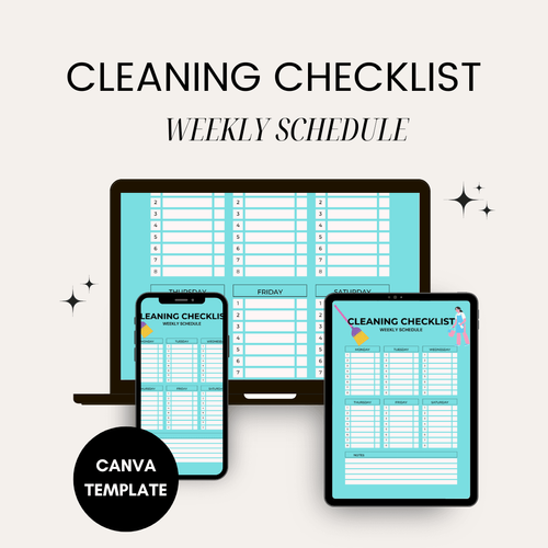 Cleaning Checklist Editable Canva Template by rodrigomanuel407 - Raket.PH