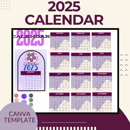2025 Calendar - Canva Template by yhetzywrites - Raket.PH