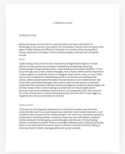 What Is The Introduction Body And Conclusion Of Cyber Bullying ...