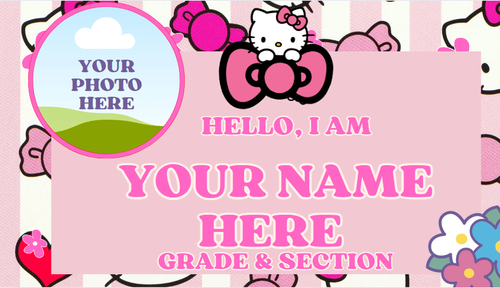 Hello Kitty Name Tag Design For Kids