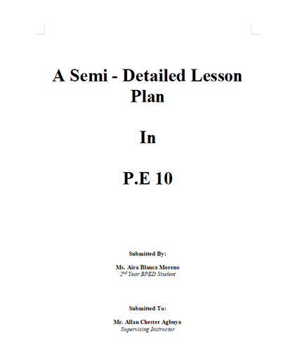 Semi-detailed Lesson Plan (4A's) template with Guide and Example by ...