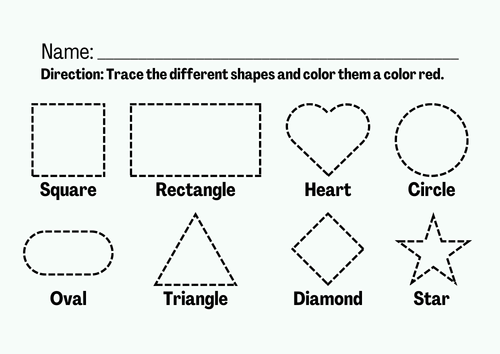 Trace Shapes Worksheets Tracing Shapes For Preschool Free Worksheet
