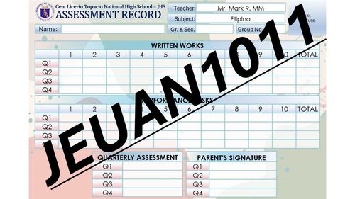 Student’s Assessment Record Template by janmallone_advincula - Raket.PH