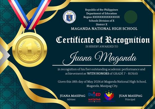 Editable Certificate Template Deped Matatag