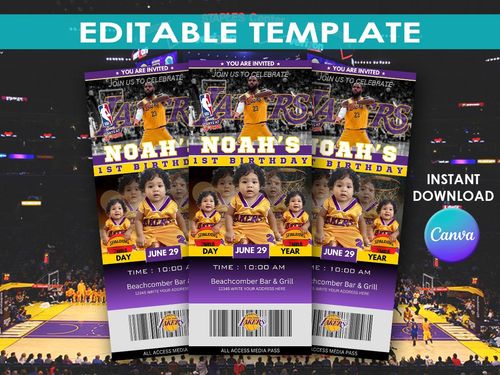 Printable Nba Invitations NBA Ticket Style Party Invitation! ALL 30