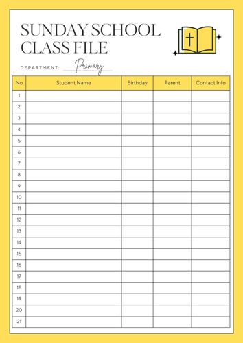 Sunday School Attendance Chart Template Attendance Sheet Templates