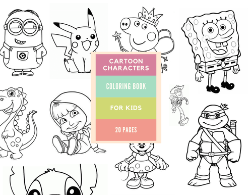 All Cartoon Characters Coloring Pages One Piece Coloring Book: Black