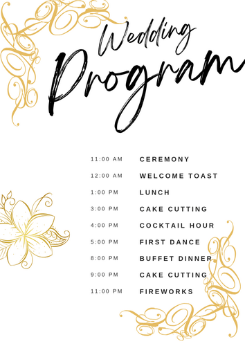 Gold Wedding Program Images