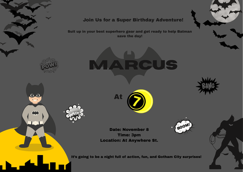 Batman Birthday Card Template Batman | Chalkboard Happy Birthday