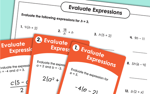 Evaluate Algebraic Expressions Worksheet