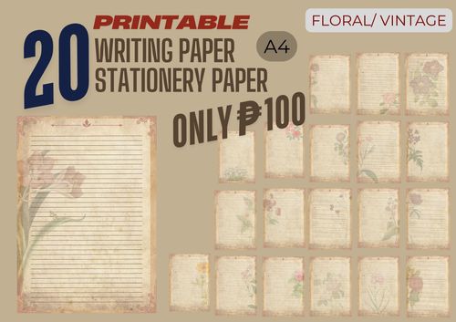Free Printable Vintage Stationery Senti's Vintage Floral Kraft Paper
