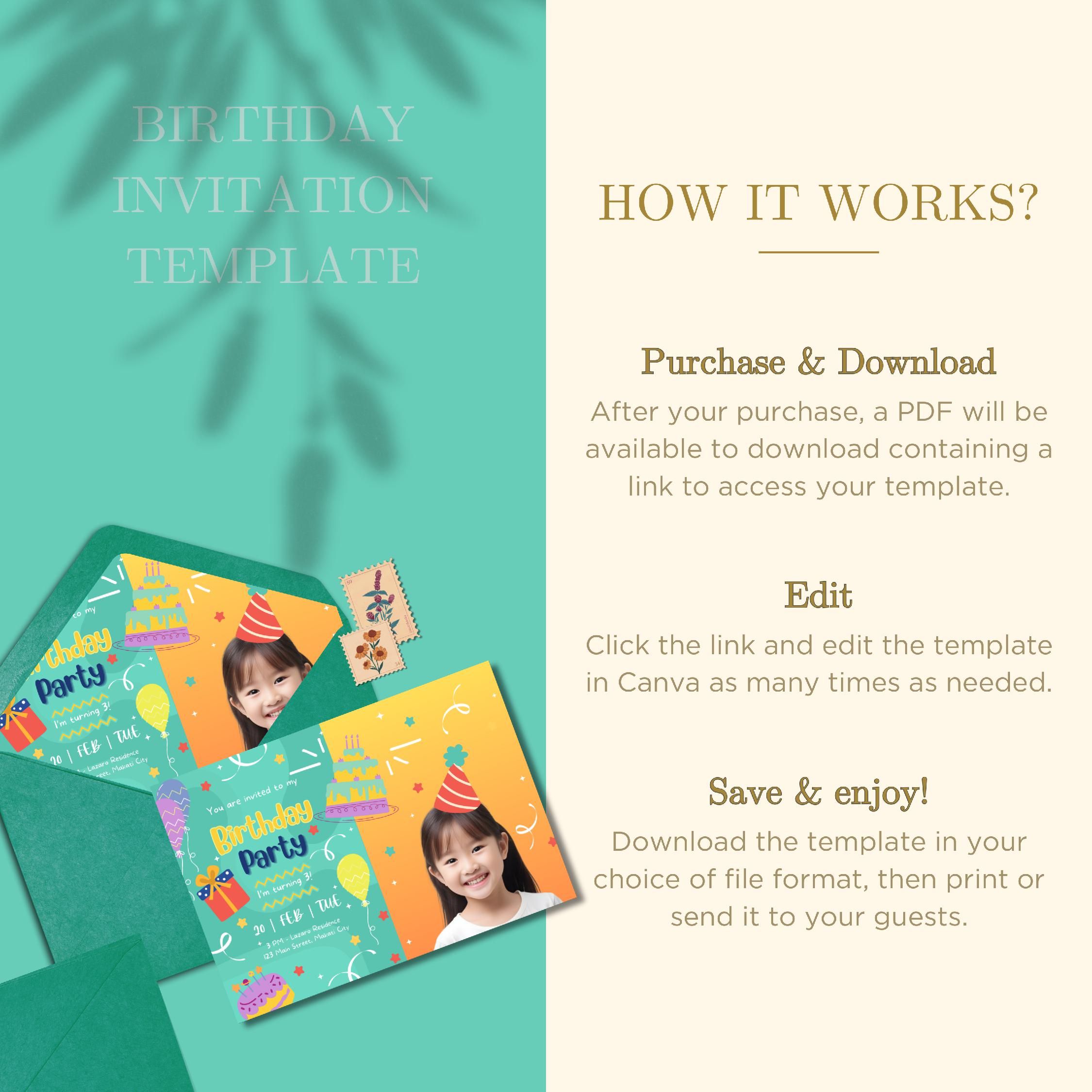 Green Birthday Party Invitations